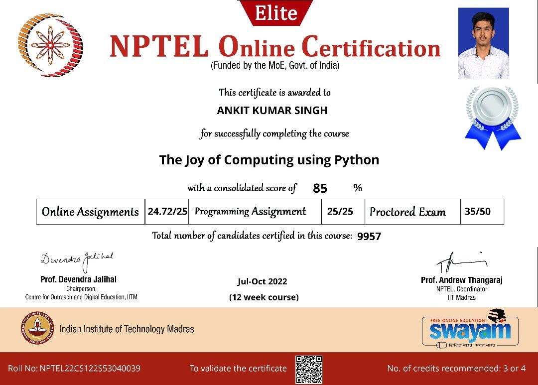 Ankit Kumar Singh on LinkedIn: #nptel #python Ankit Kumar Singh on LinkedIn: #nptel #python