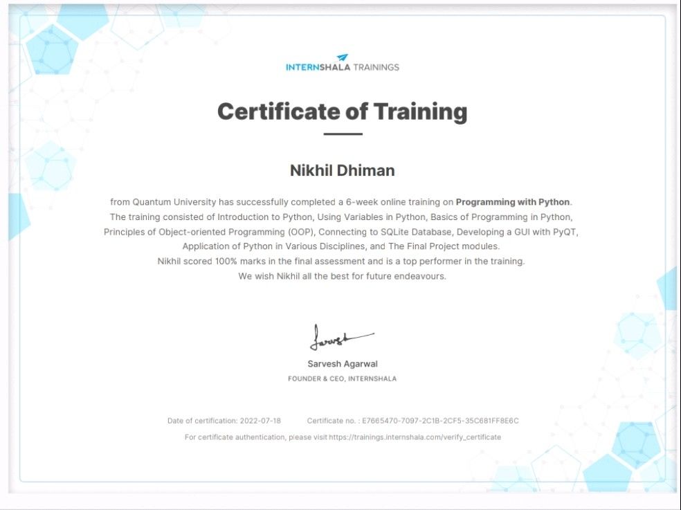 Nikhil Dhiman on LinkedIn: #pythonprogramming #training #learning # ... Nikhil Dhiman on LinkedIn: #pythonprogramming #training #learning # ...