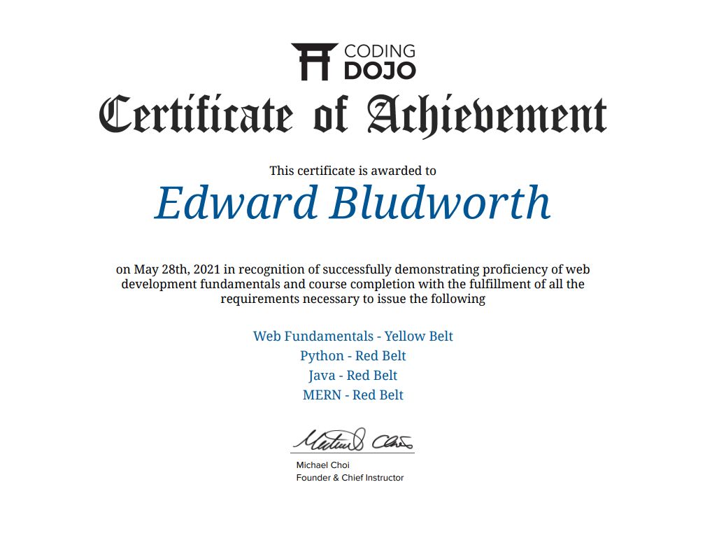 Edward Bludworth on LinkedIn: #codingdojo #javascript #python # ... Edward Bludworth on LinkedIn: #codingdojo #javascript #python # ...