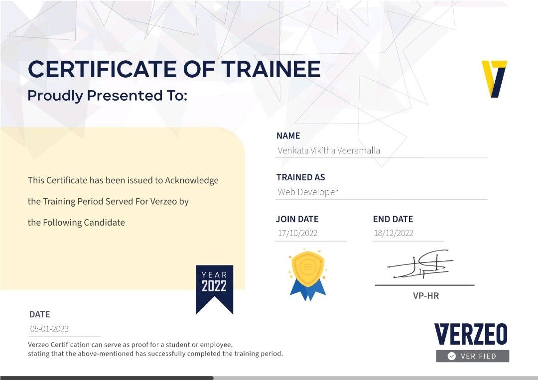 Vikitha Veeramalla on LinkedIn: #certificate #work #growth #experience ... Vikitha Veeramalla on LinkedIn: #certificate #work #growth #experience ...