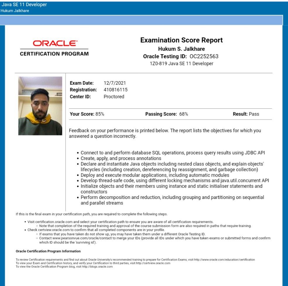 Hukum Singh Jalkhare on LinkedIn: #oracle #java Hukum Singh Jalkhare on LinkedIn: #oracle #java