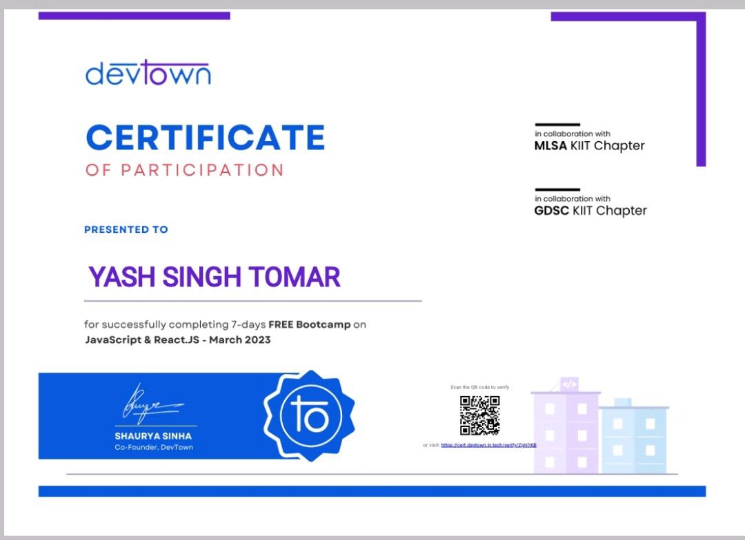 Yash Singh Tomar on LinkedIn: #devtown #javascript #reactjs Yash Singh Tomar on LinkedIn: #devtown #javascript #reactjs