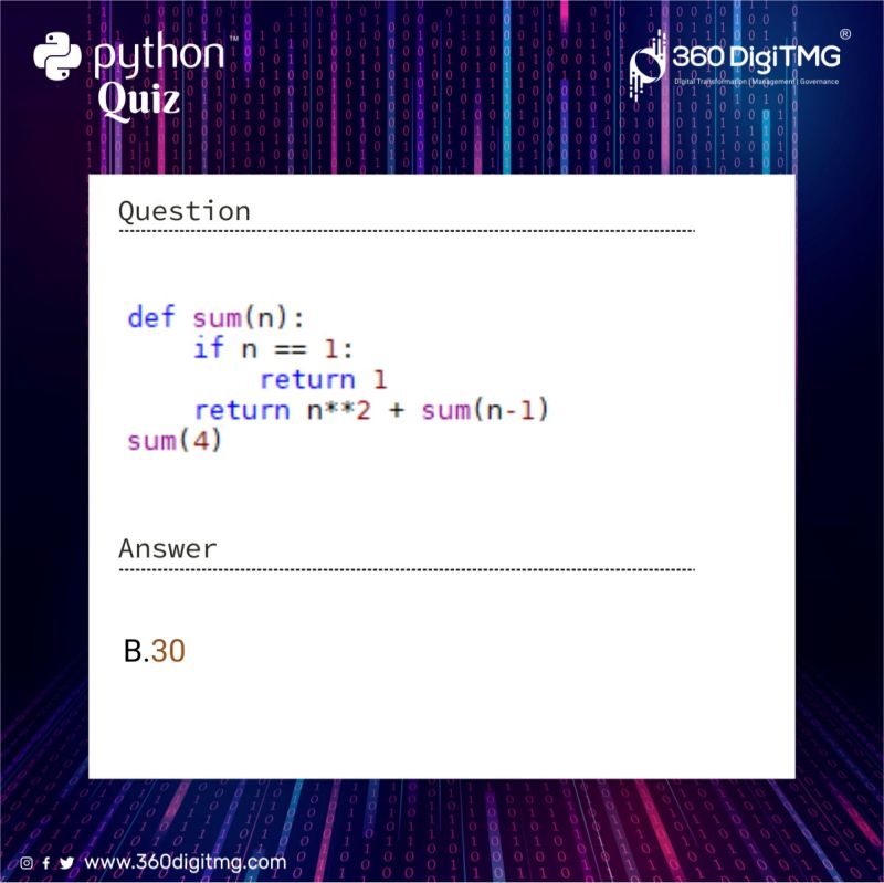 360DigiTMG on LinkedIn: #pythonquiz #pythonprogramming # ... 360DigiTMG on LinkedIn: #pythonquiz #pythonprogramming # ...