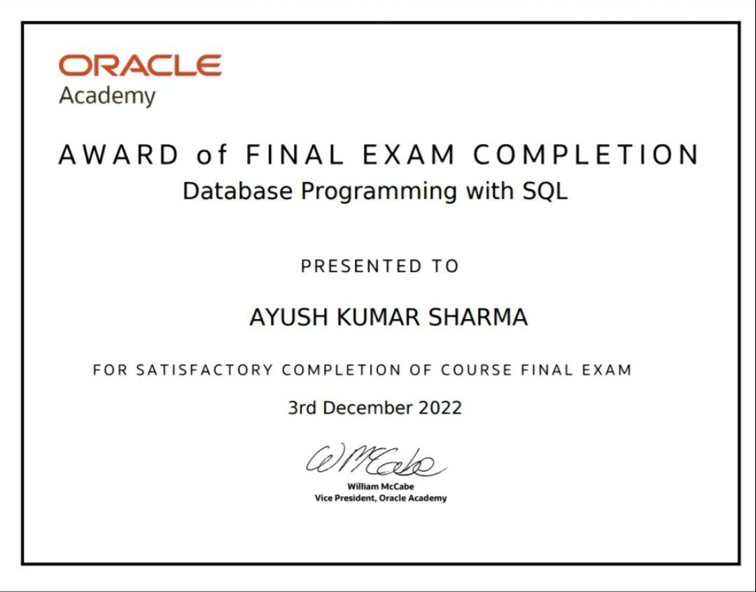 Ayush Kumar Sharma on LinkedIn: #oracle #sql #database Ayush Kumar Sharma on LinkedIn: #oracle #sql #database