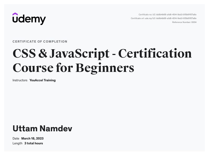 Uttam Namdev on LinkedIn: #javascript #css #udemy #share Uttam Namdev on LinkedIn: #javascript #css #udemy #share