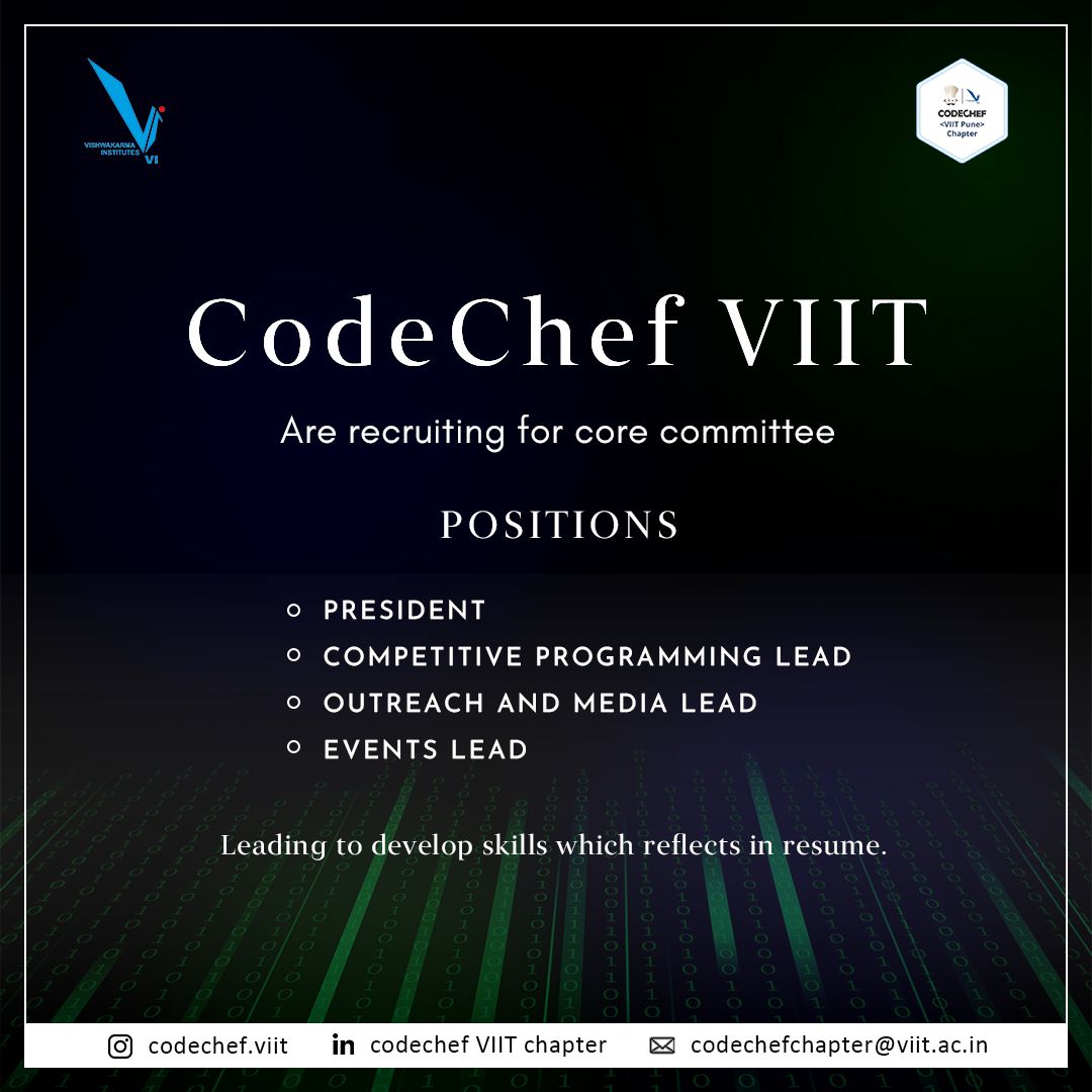 CodeChef VIIT Chapter on LinkedIn: #recruitment #recruiting #coding # ... CodeChef VIIT Chapter on LinkedIn: #recruitment #recruiting #coding # ...
