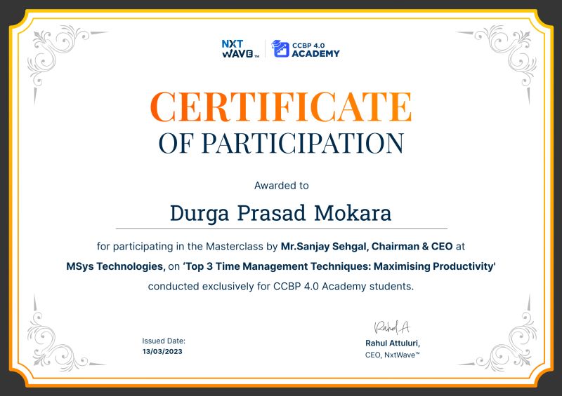 Durga Prasad Mokara on LinkedIn: #ccbp #nxtwave #nxtwaveccbp # ... Durga Prasad Mokara on LinkedIn: #ccbp #nxtwave #nxtwaveccbp # ...