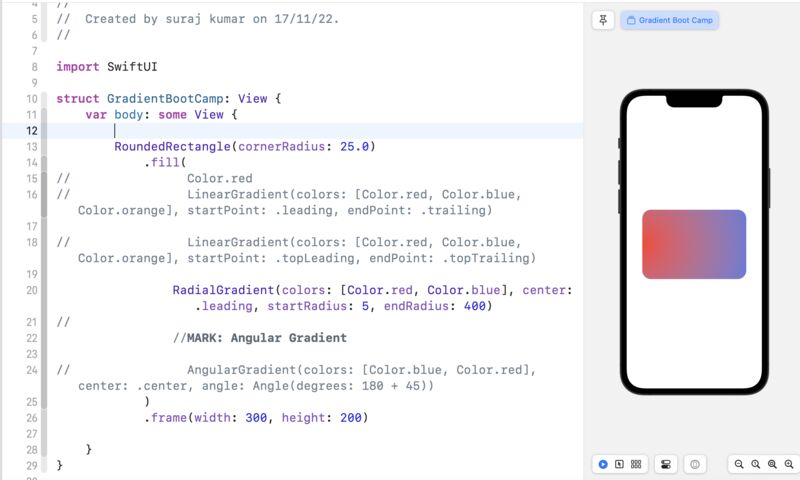 Suraj Kumar on LinkedIn: Linear, Angular, Radial Gradient in SwiftUI Suraj Kumar on LinkedIn: Linear, Angular, Radial Gradient in SwiftUI
