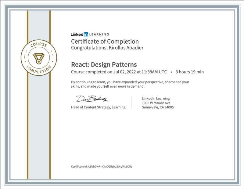 Kirollos Ashraf Abadier on LinkedIn: #designpatterns #react #reactnative Kirollos Ashraf Abadier on LinkedIn: #designpatterns #react #reactnative