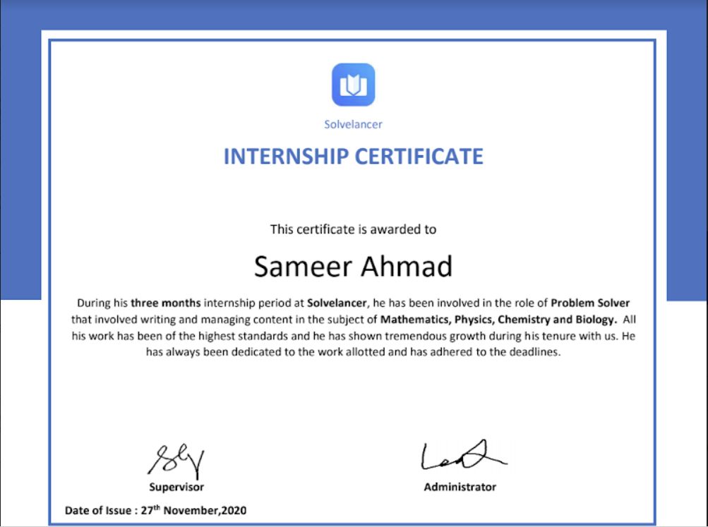 Sameer Ahmad on LinkedIn: Internship at Solvelancer.... Sameer Ahmad on LinkedIn: Internship at Solvelancer....