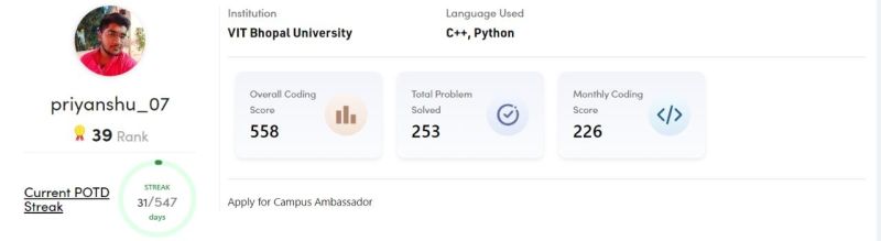 Priyanshu Dhapodkar on LinkedIn: #100daysofcode Priyanshu Dhapodkar on LinkedIn: #100daysofcode