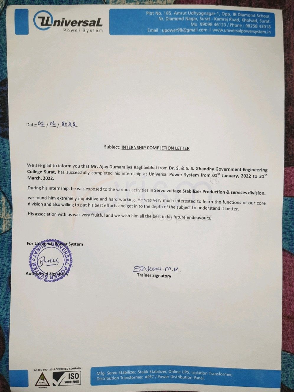 Ajay Dumaraliya on LinkedIn: completed internship on Servo voltage ... Ajay Dumaraliya on LinkedIn: completed internship on Servo voltage ...