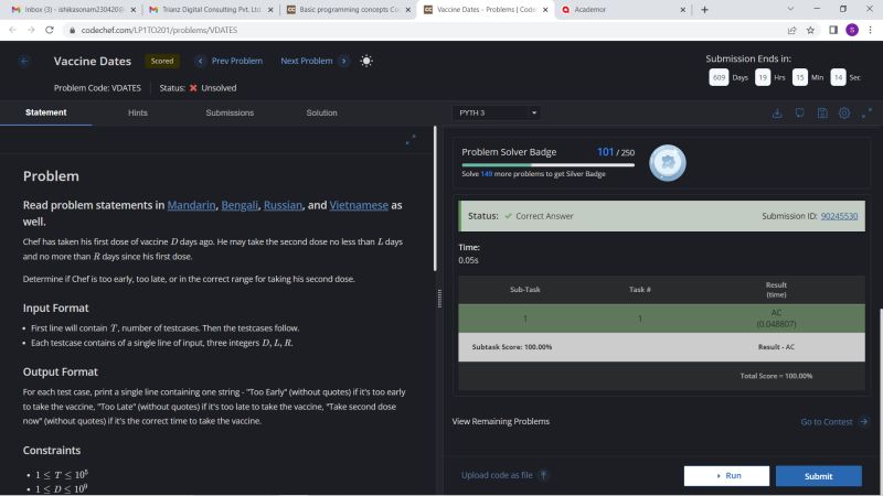 Sonam Yadav on LinkedIn: Today Achievement..... Start coding on Codechef Sonam Yadav on LinkedIn: Today Achievement..... Start coding on Codechef