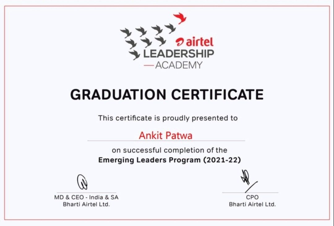 Ankit Patwa on LinkedIn: #leadership #leaders #elp #airtel Ankit Patwa on LinkedIn: #leadership #leaders #elp #airtel
