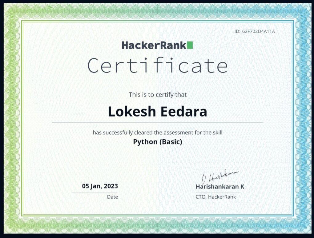 Lokesh Eedara on LinkedIn: #pythonprogramming #hackerrank Lokesh Eedara on LinkedIn: #pythonprogramming #hackerrank