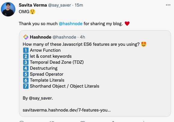 Savita Verma on LinkedIn: #hashnode #webdevelopment #es6 #javascript Savita Verma on LinkedIn: #hashnode #webdevelopment #es6 #javascript