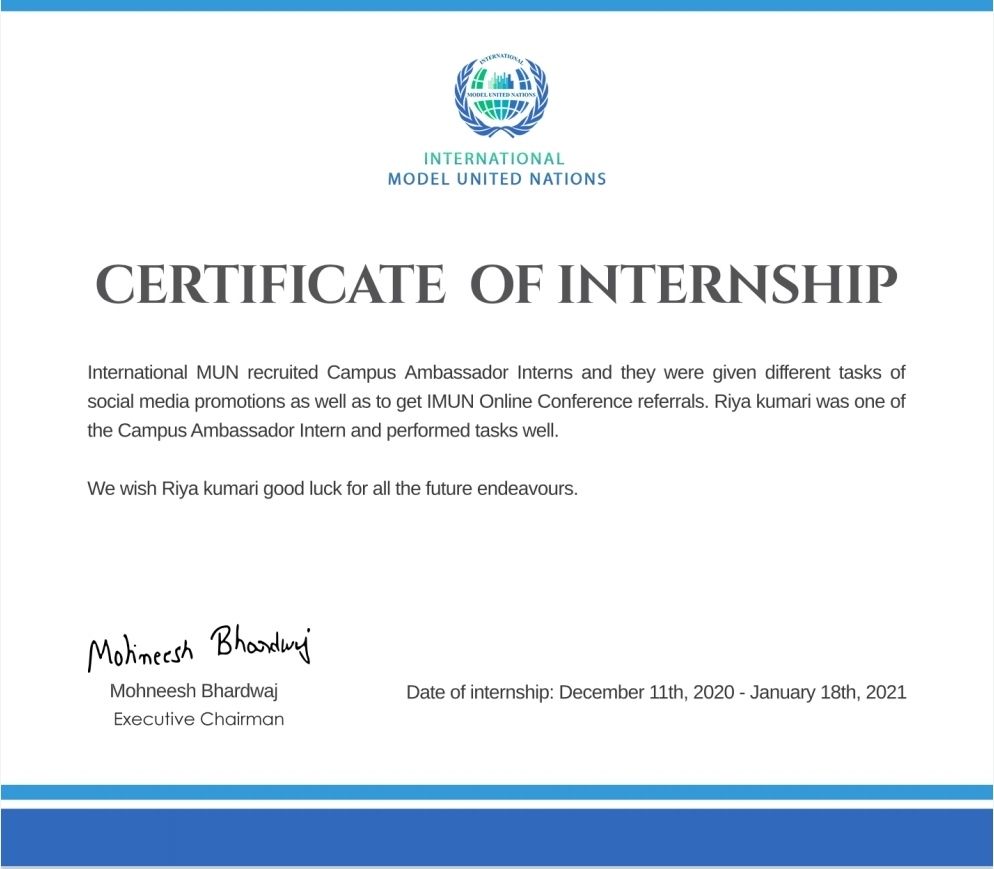 Riya Kumari on LinkedIn: #imun2020 Riya Kumari on LinkedIn: #imun2020