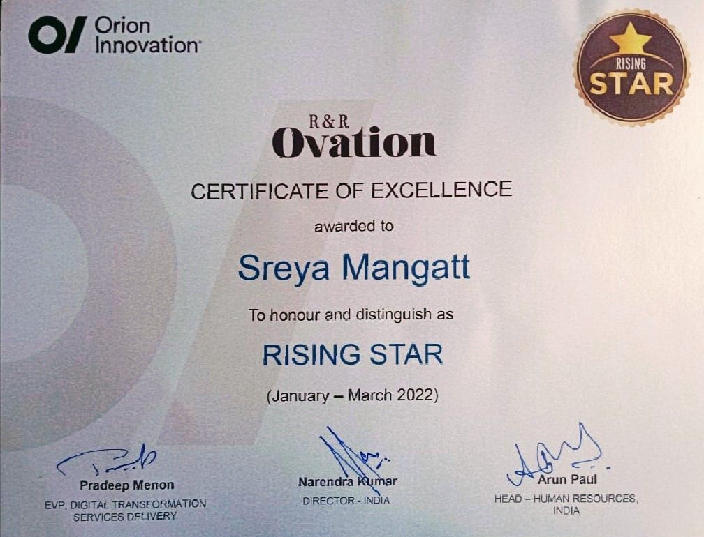 Sreya Mangatt on LinkedIn: Long way to go! Thank you Orion Innovation ... Sreya Mangatt on LinkedIn: Long way to go! Thank you Orion Innovation ...