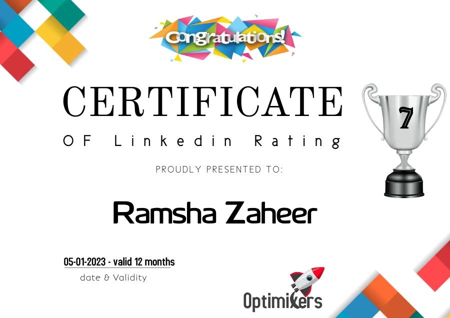 Ramsha Zaheer on LinkedIn: #certificateofachievement #optimizer Ramsha Zaheer on LinkedIn: #certificateofachievement #optimizer