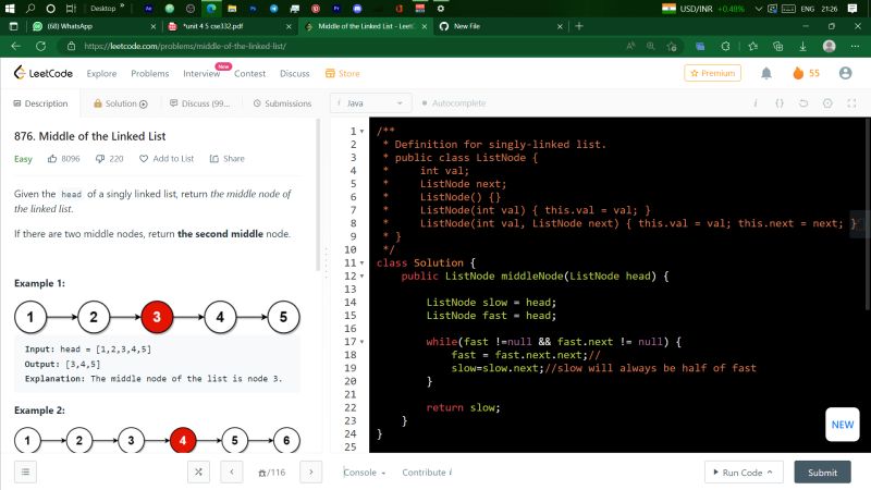 Prafful Shukla on LinkedIn: Day 54/365 876. Middle of the Linked List Easy Prafful Shukla on LinkedIn: Day 54/365 876. Middle of the Linked List Easy