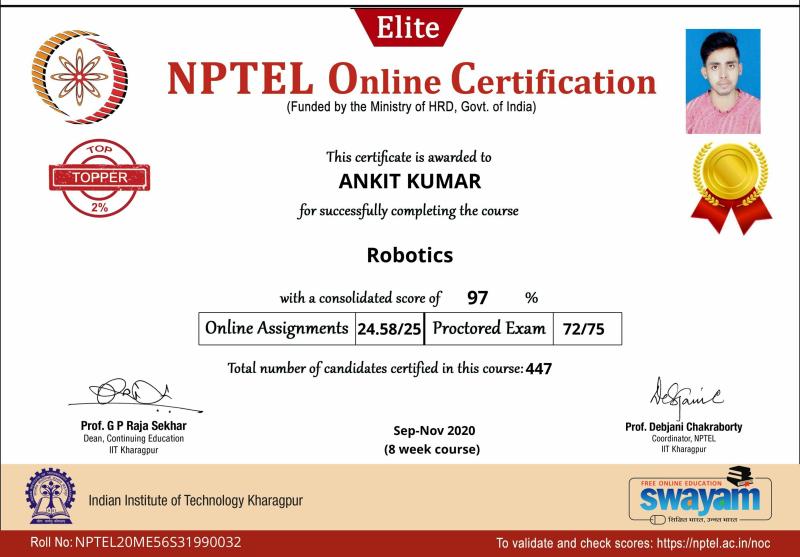 Ankit Kumar on LinkedIn: #robotics #nptel #iitkharagpur #mitmuzaffarpur Ankit Kumar on LinkedIn: #robotics #nptel #iitkharagpur #mitmuzaffarpur