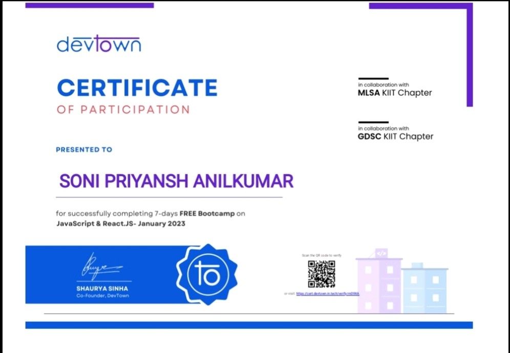 Priyansh Soni on LinkedIn: #devtown #javascript #react #shauryasinha Priyansh Soni on LinkedIn: #devtown #javascript #react #shauryasinha