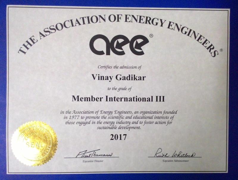 Vinay Gadikar CEA,CEA®,CEM®,CMVP®,CAP®,LA EnMS on LinkedIn: Pleased to ... Vinay Gadikar CEA,CEA®,CEM®,CMVP®,CAP®,LA EnMS on LinkedIn: Pleased to ...
