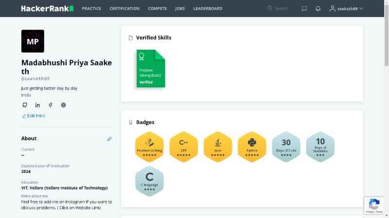Priya Saaketh Madabhushi on LinkedIn: #hackerrank #learning # ... Priya Saaketh Madabhushi on LinkedIn: #hackerrank #learning # ...