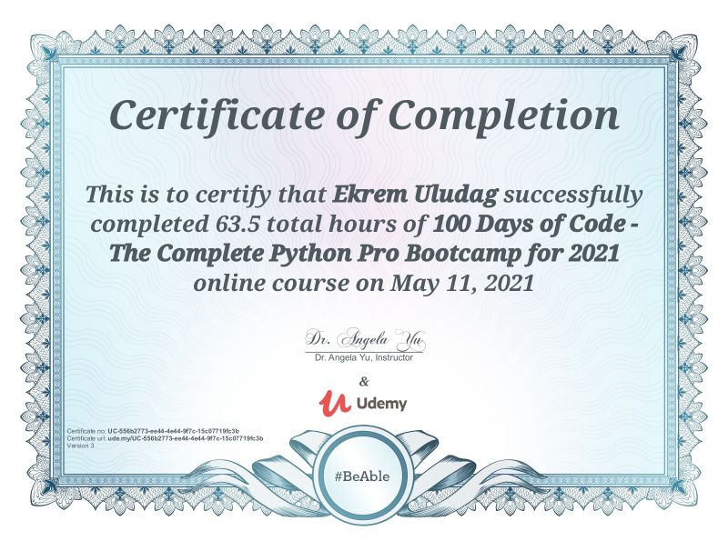 Ekrem ULUDAĞ on LinkedIn: Completed 100days of python challenge. Ekrem ULUDAĞ on LinkedIn: Completed 100days of python challenge.