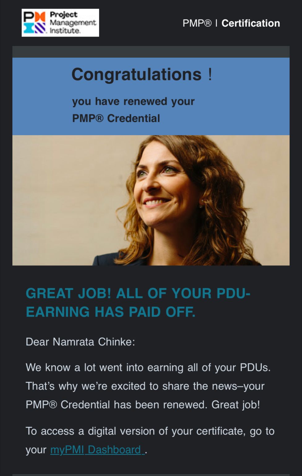 Namrata Chinke, PMP on LinkedIn: Finally renewed my PMP certification ... Namrata Chinke, PMP on LinkedIn: Finally renewed my PMP certification ...