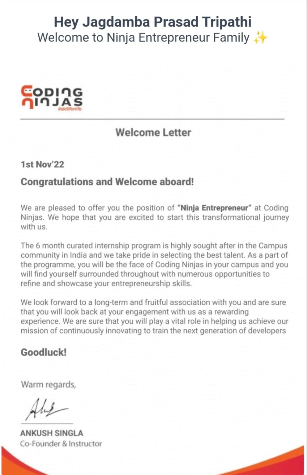 Jagdamba Tripathi on LinkedIn: #codingninjas Jagdamba Tripathi on LinkedIn: #codingninjas