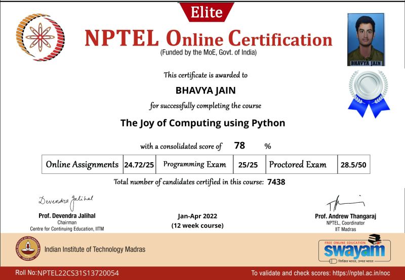 Bhavya Jain on LinkedIn: #python #computing #iitmadras #swayam #nptel Bhavya Jain on LinkedIn: #python #computing #iitmadras #swayam #nptel