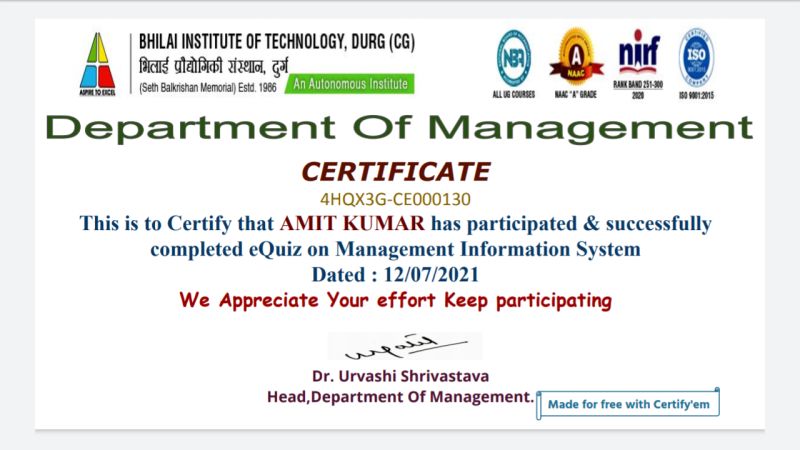 Amit kumar prasad on LinkedIn: Certificate in Management Information ... Amit kumar prasad on LinkedIn: Certificate in Management Information ...