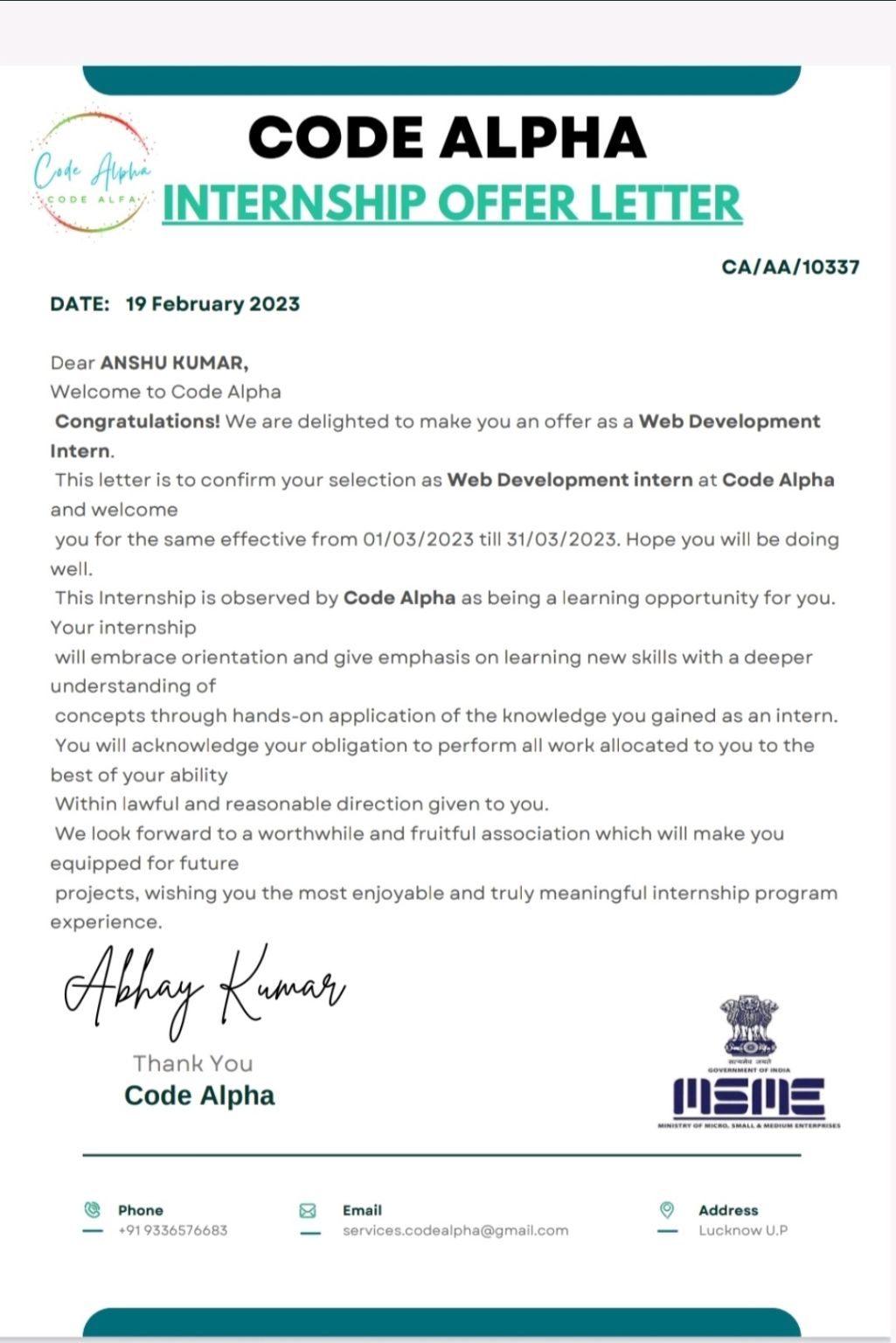 Anshu Kumar on LinkedIn: #codealpha #internship #opportunity Anshu Kumar on LinkedIn: #codealpha #internship #opportunity