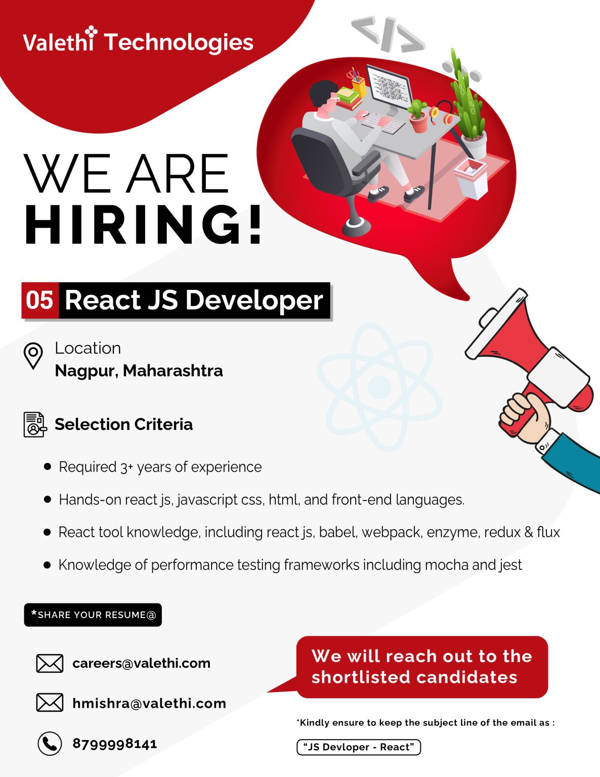 Nikita Wankhade on LinkedIn: #reactjs #developer #hiring #job #jobalert Nikita Wankhade on LinkedIn: #reactjs #developer #hiring #job #jobalert