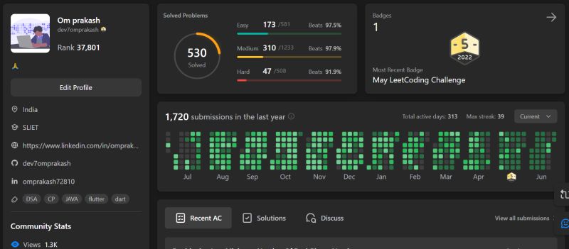 Om Prakash on LinkedIn: #coding #leetcode #dsa #collegelife # ... Om Prakash on LinkedIn: #coding #leetcode #dsa #collegelife # ...