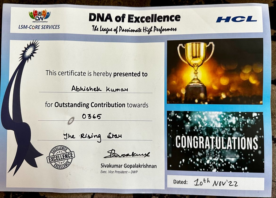 Abhishek Kumar on LinkedIn: #hcltech #hcl Abhishek Kumar on LinkedIn: #hcltech #hcl