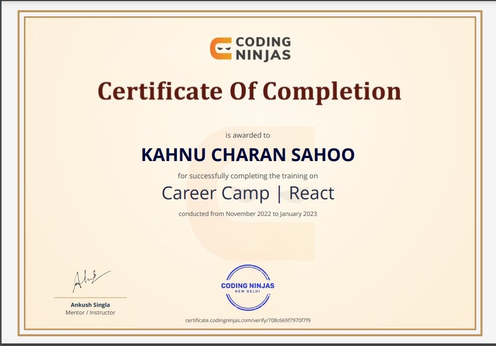 KAHNU CHARAN SAHOO on LinkedIn: #codingninjas #reactjs #experience # ... KAHNU CHARAN SAHOO on LinkedIn: #codingninjas #reactjs #experience # ...