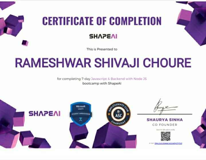 Rameshwar Choure on LinkedIn: #shapeai #javascript #nodejs Rameshwar Choure on LinkedIn: #shapeai #javascript #nodejs