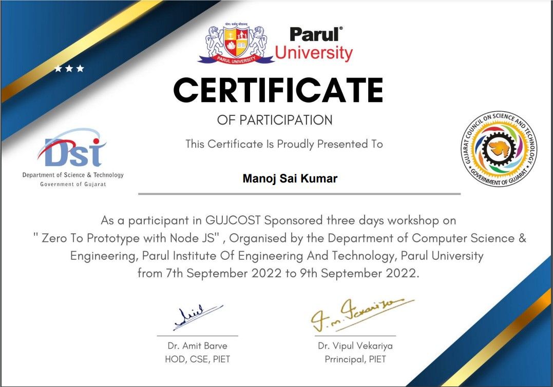 Bevara Manoj on LinkedIn: #paruluniversity #thankyou #nodejs # ... Bevara Manoj on LinkedIn: #paruluniversity #thankyou #nodejs # ...