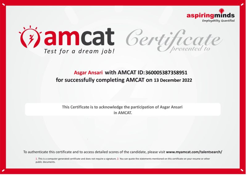 Asgar Ansari on LinkedIn: #amcat #certificate Asgar Ansari on LinkedIn: #amcat #certificate