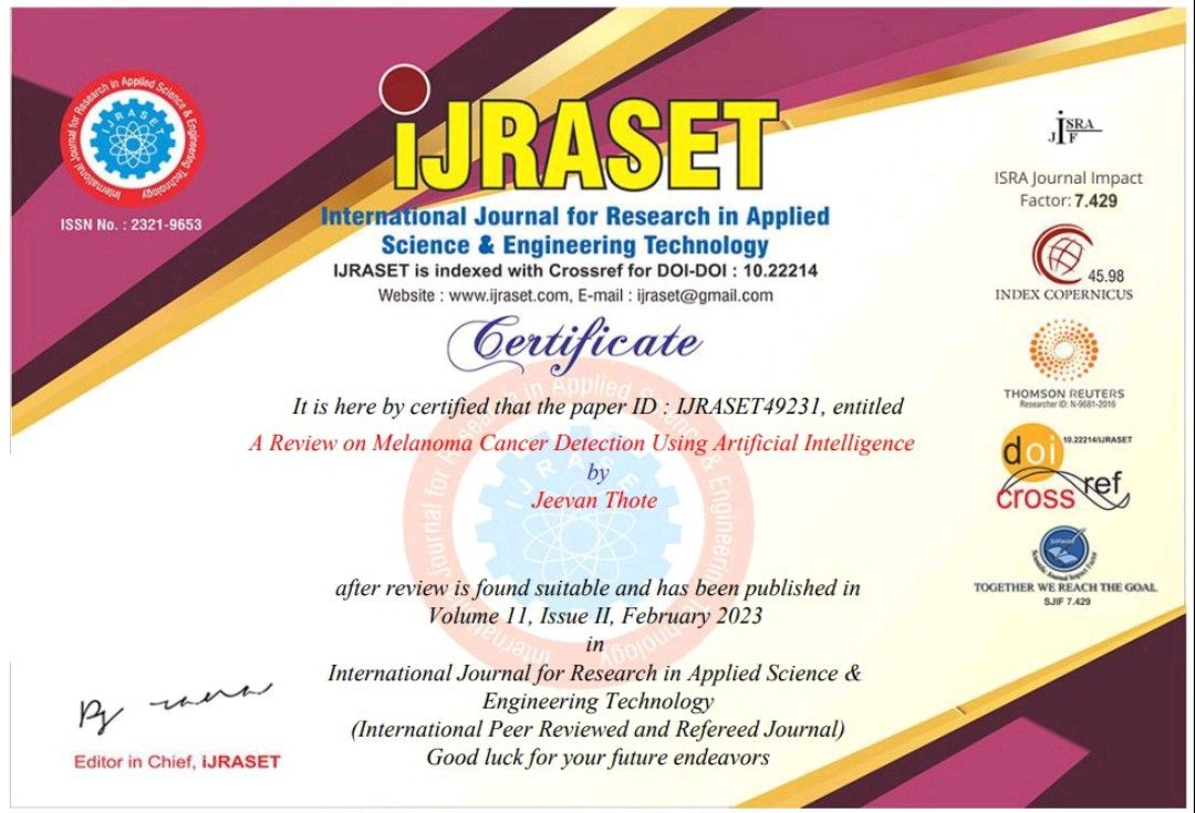 Jeevan Thote on LinkedIn: #ijraset #technology #artificialintelligence Jeevan Thote on LinkedIn: #ijraset #technology #artificialintelligence