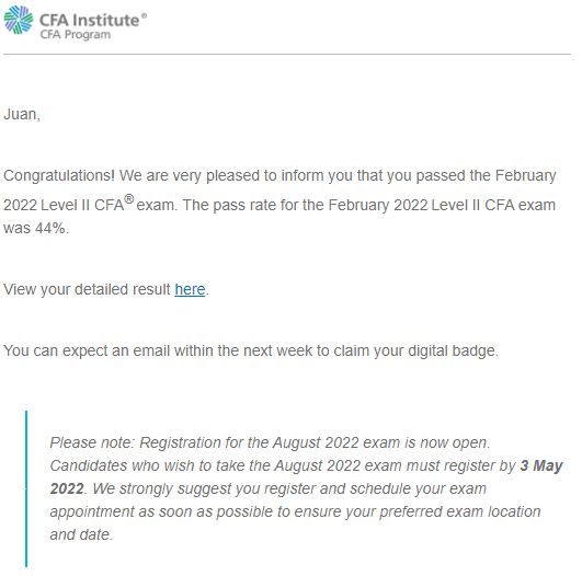Juan Tolosa on LinkedIn: Passed CFA Level 2 above the 90th percentile ... Juan Tolosa on LinkedIn: Passed CFA Level 2 above the 90th percentile ...