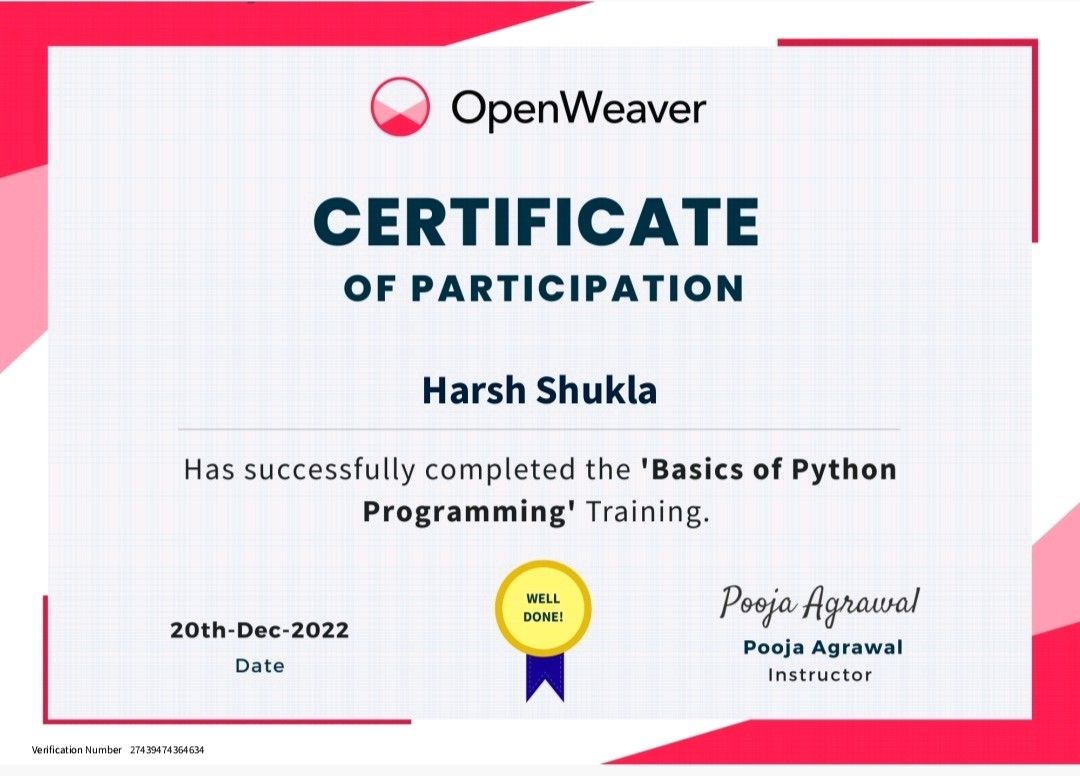 Harsh Shukla on LinkedIn: #python #training #programming Harsh Shukla on LinkedIn: #python #training #programming