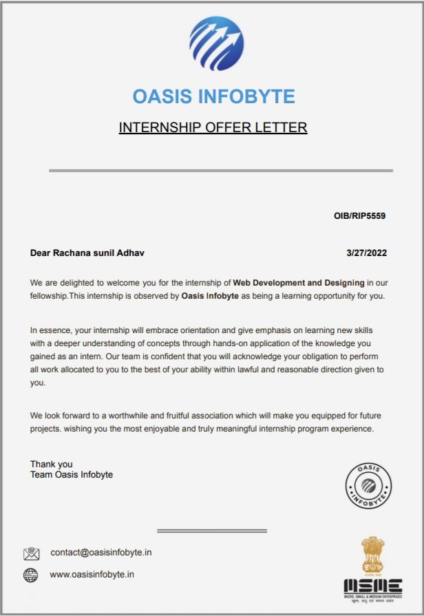 Rachana Adhav on LinkedIn: #webdevelopment #intership Rachana Adhav on LinkedIn: #webdevelopment #intership
