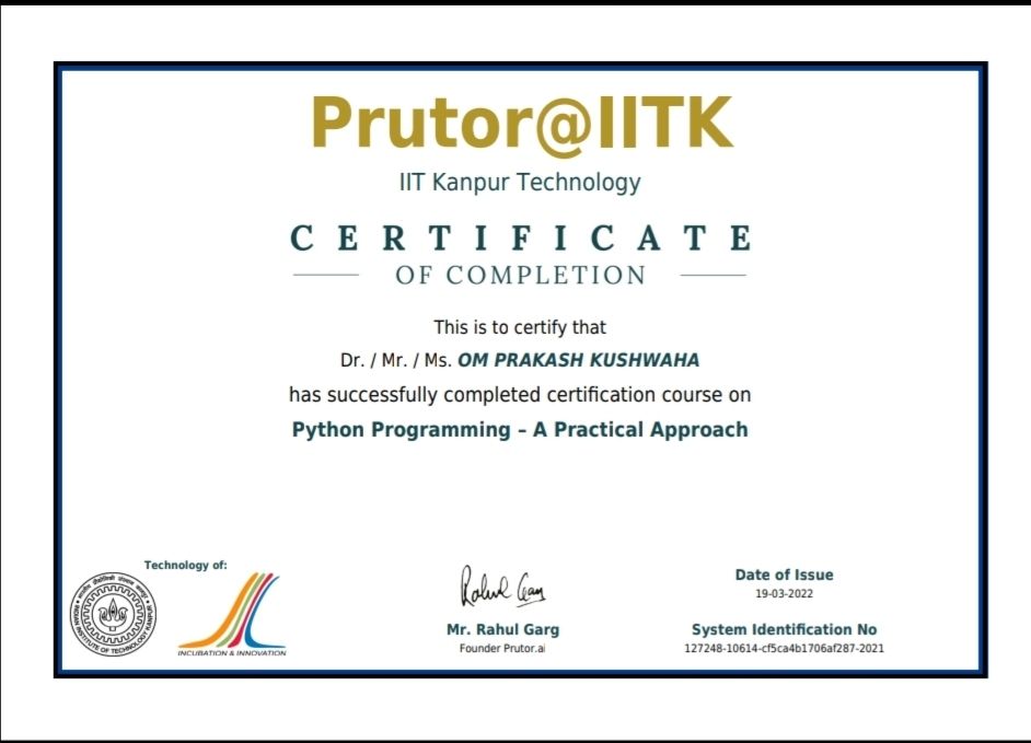 Om Prakash Kushwaha on LinkedIn: #python #programming #iitkanpur #iit Om Prakash Kushwaha on LinkedIn: #python #programming #iitkanpur #iit