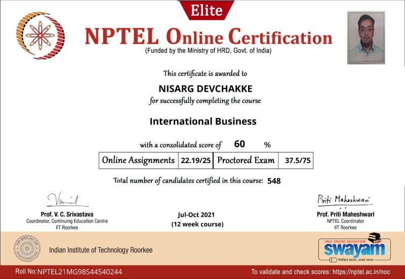 Nisarg Devchakke on LinkedIn: #internationalbusiness #nptel #iitroorkee Nisarg Devchakke on LinkedIn: #internationalbusiness #nptel #iitroorkee