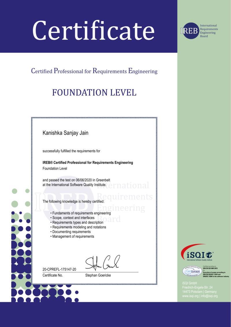 Kanishk Jain on LinkedIn: #certification #ireb #cpre #irebcprefl # ... Kanishk Jain on LinkedIn: #certification #ireb #cpre #irebcprefl # ...