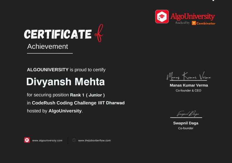 Divyansh Mehta on LinkedIn: #algouniversity Divyansh Mehta on LinkedIn: #algouniversity