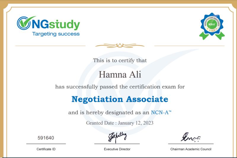 Hamna Ali on LinkedIn: #negotiationassociatecertified | 13 comments Hamna Ali on LinkedIn: #negotiationassociatecertified | 13 comments
